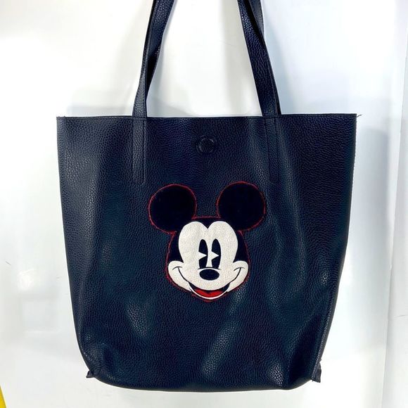 Disney | Bags | Mickey Mouse Blackvinyl Tote Bag No Pockets Inside ...